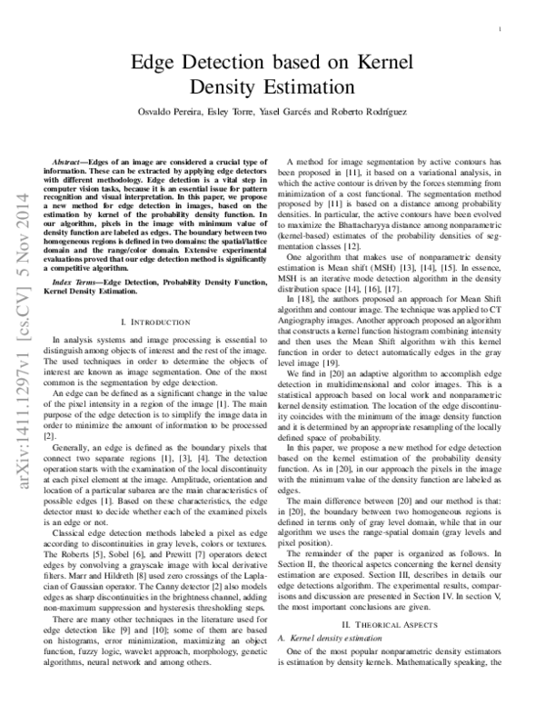 (PDF) Edge Detection based on Kernel Density Estimation