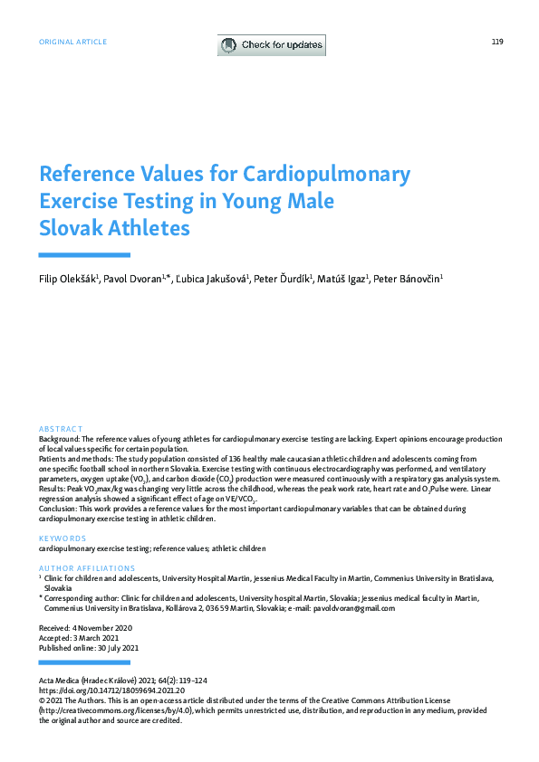 (PDF) Reference Values for Cardiopulmonary Exercise Testing in Young ...