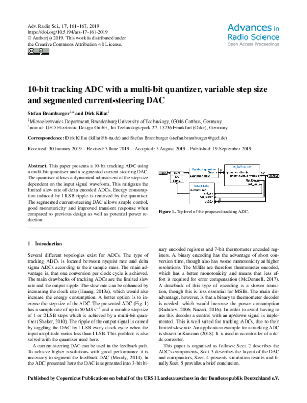 (PDF) 10-bit tracking ADC with a multi-bit quantizer, variable step ...