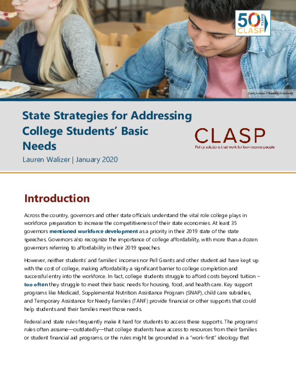 (PDF) State Strategies for Addressing College Students' Basic Needs