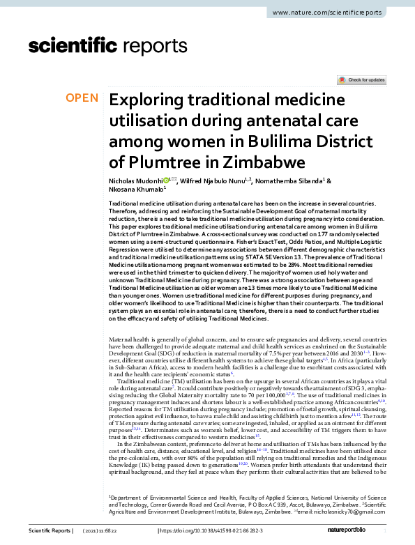 (PDF) Exploring traditional medicine utilisation during antenatal care ...