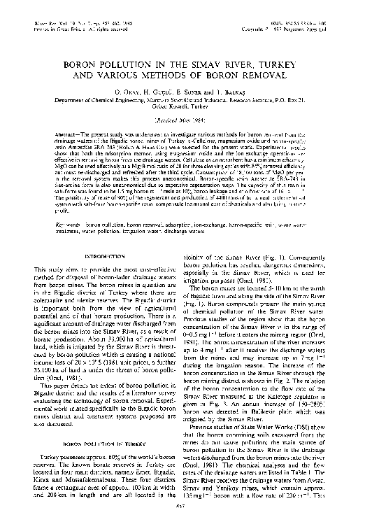 (PDF) Boron pollution in the Simav River, Turkey and various methods of ...