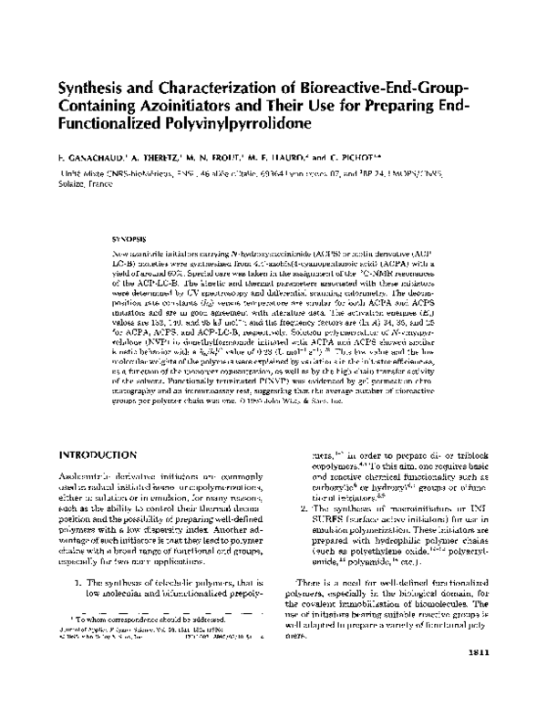 (PDF) Synthesis and characterization of bioreactive-end-group ...
