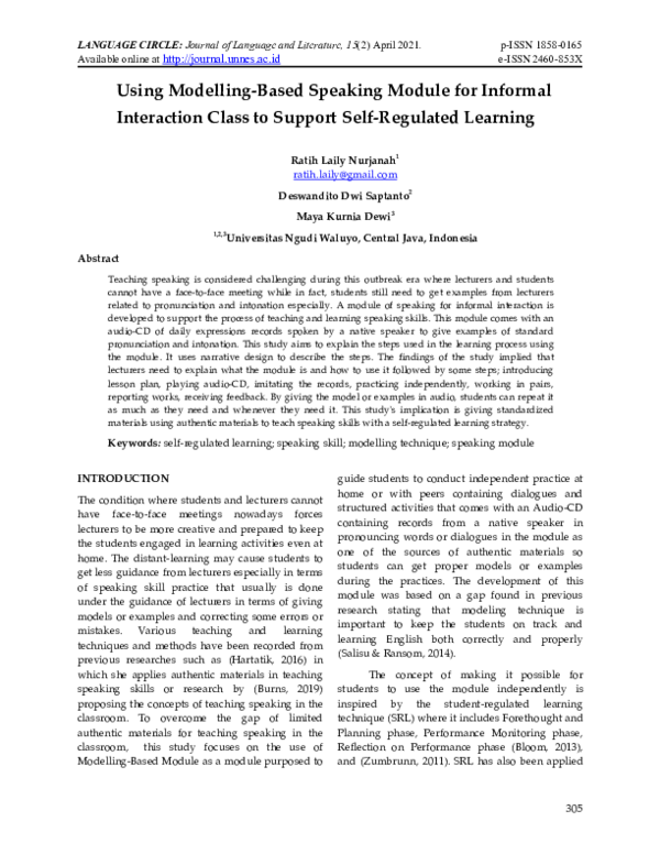 (PDF) Using Modelling-Based Speaking Module for Informal Interaction ...