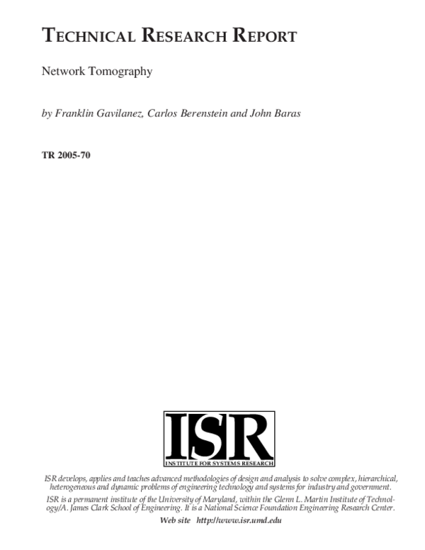 (PDF) Technical Research Report Network Tomography Network Tomography