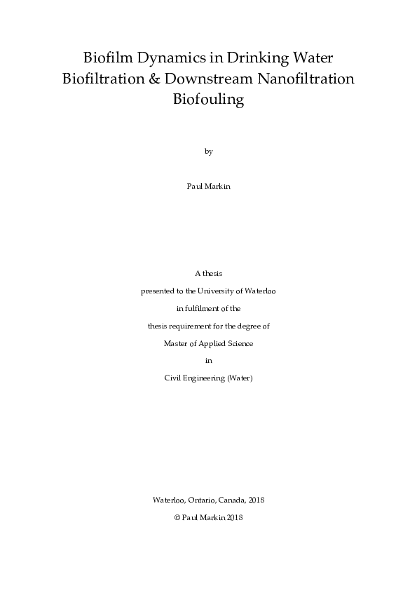 (PDF) Biofilm Dynamics in Drinking Water Biofiltration & Downstream ...