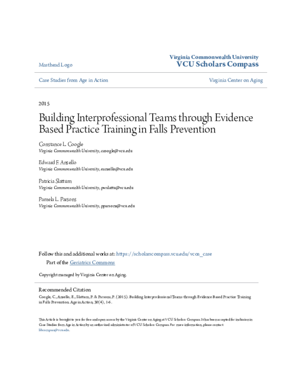 (PDF) Building Interprofessional Teams through Evidence Based Practice ...