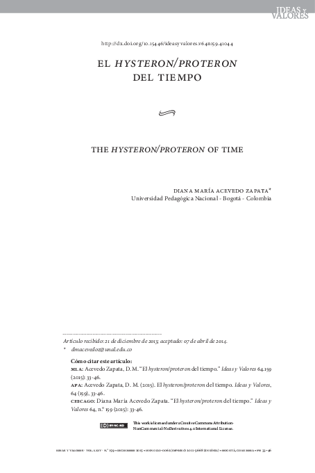 (PDF) El hysteron/proteron del tiempo