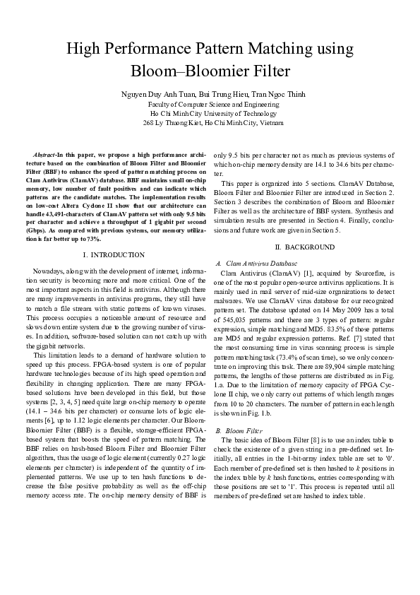 (PDF) High Performance Pattern Matching using Bloom–Bloomier Filter