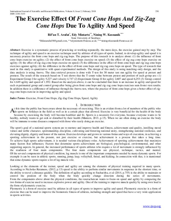 (PDF) The Exercise Effect Of Front Cone Hops And Zig-Zag Cone Hops Due ...