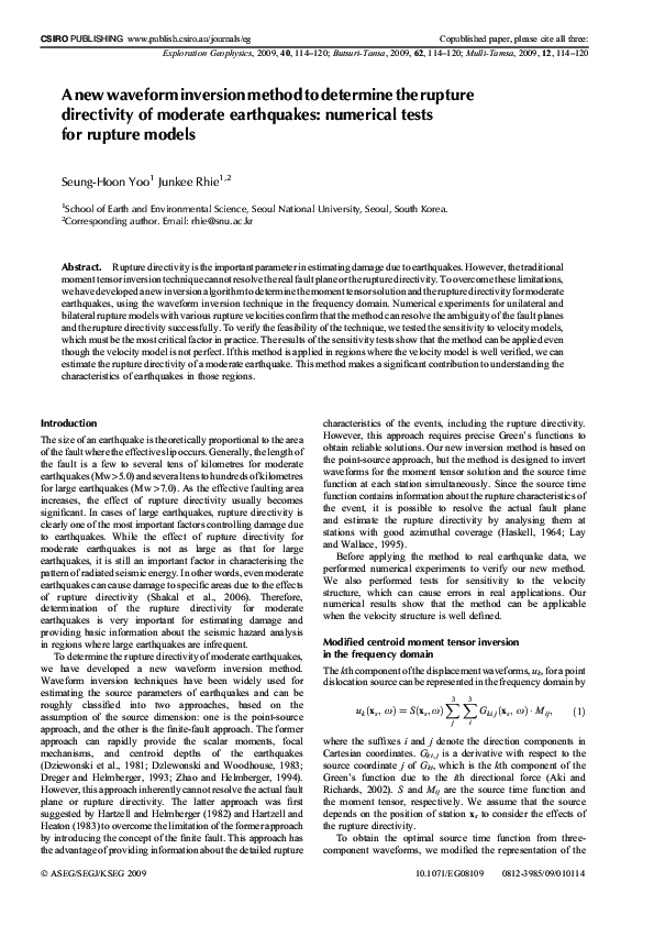 (PDF) A new waveform inversion method to determine the rupture ...