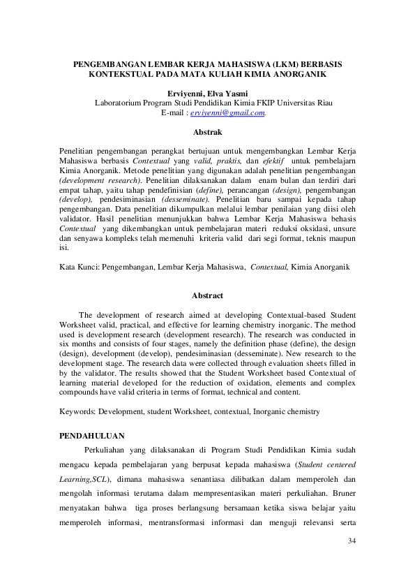 (PDF) Pengembangan Lembar Kerja Mahasiswa (LKM) Berbasis Inkuiri Kontekstual Materi Mikrobiologi ...