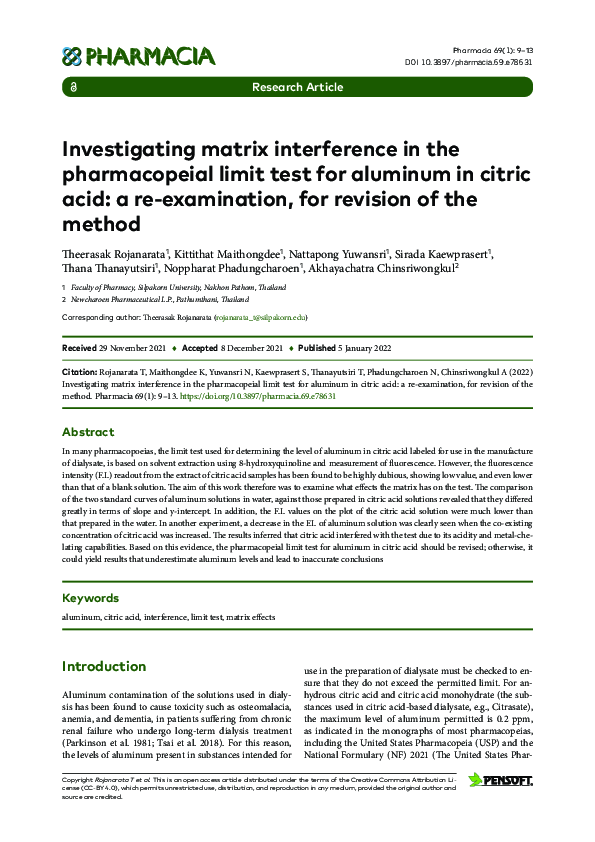 (PDF) Investigating matrix interference in the pharmacopeial limit test ...