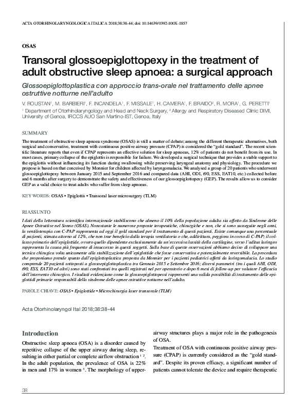 (PDF) Transoral glossoepiglottopexy in the treatment of adult ...