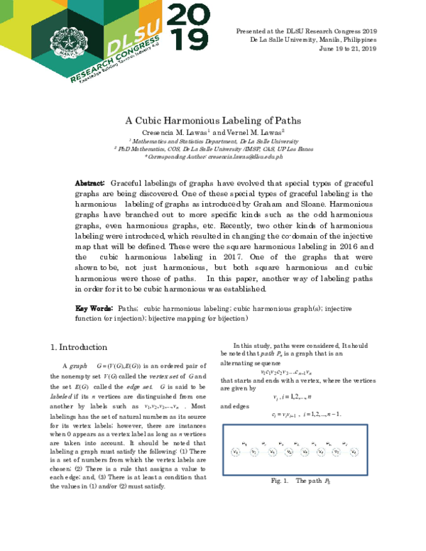 (PDF) A Cubic Harmonious Labeling of Paths