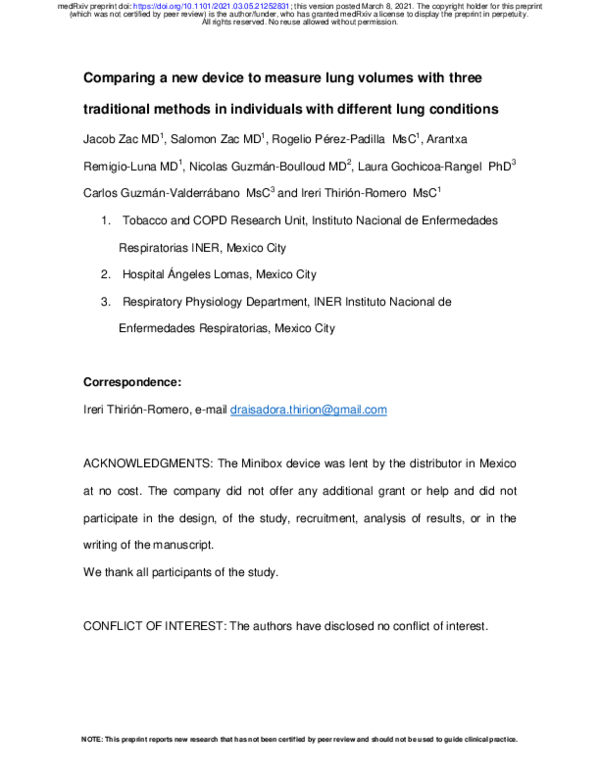 (PDF) Comparing a new device to measure lung volumes with three ...