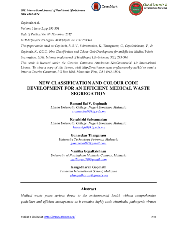 (PDF) New Classification and Colour Code Development for an Efficient ...