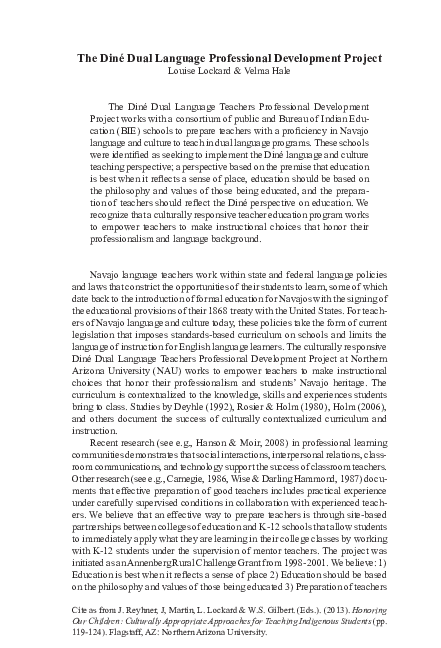 (PDF) The Diné Dual Language Teachers Professional Development