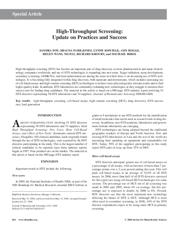 (PDF) High-throughput screening: update on practices and success
