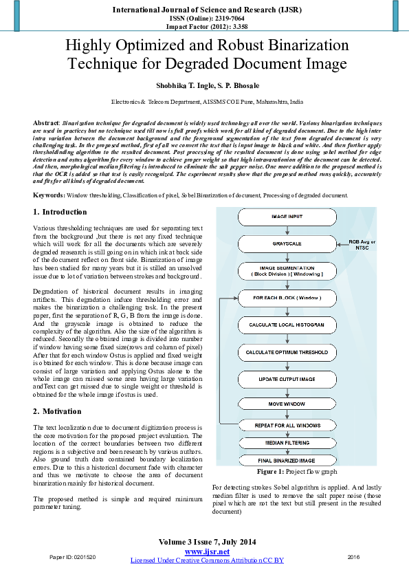 (PDF) Highly Optimized and Robust Binarization Technique for Degraded Document Image