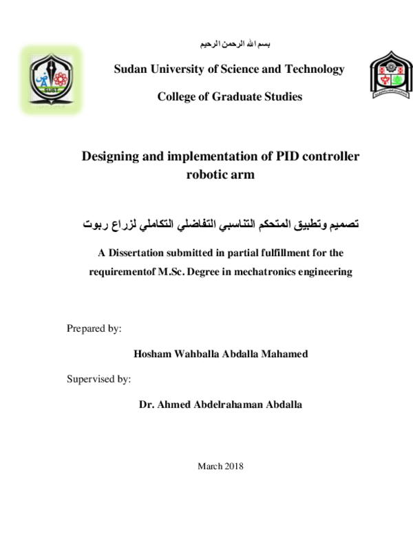 (PDF) Designing and implementation of PID controller robotic arm