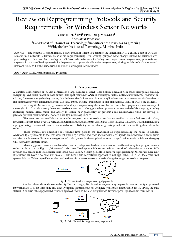 (PDF) Review on Reprogramming Protocols and Security Requirements for Wireless Sensor Networks