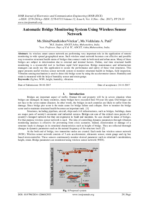 (PDF) Automatic Bridge Monitoring System Using Wireless Sensor Network