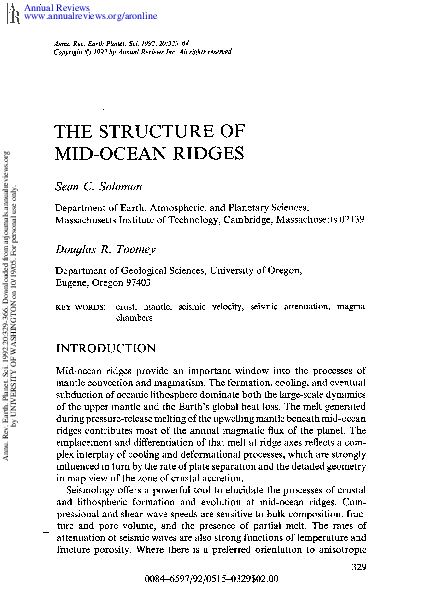 (PDF) The Structure of Mid-Ocean Ridges