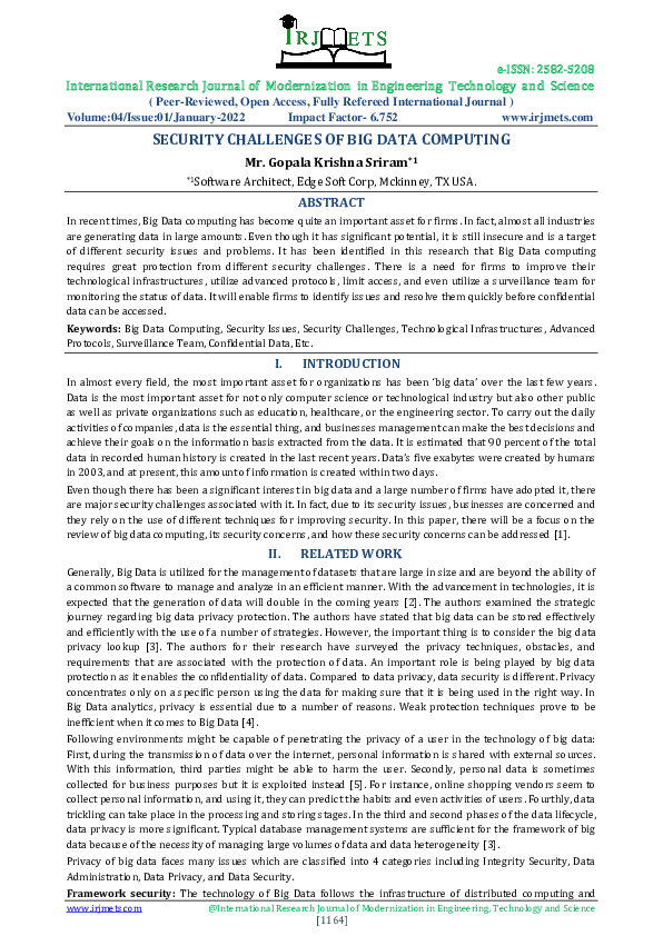 (PDF) SECURITY CHALLENGES OF BIG DATA COMPUTING