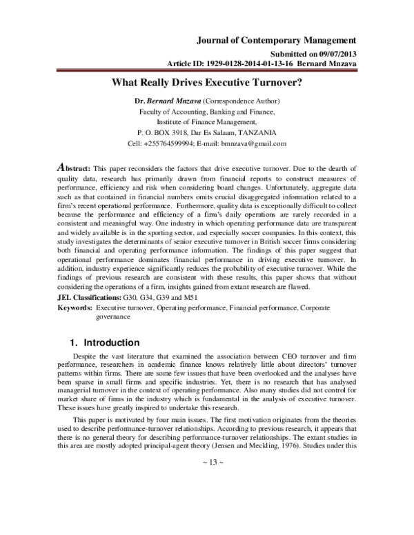 (PDF) What Really Drives Executive Turnover