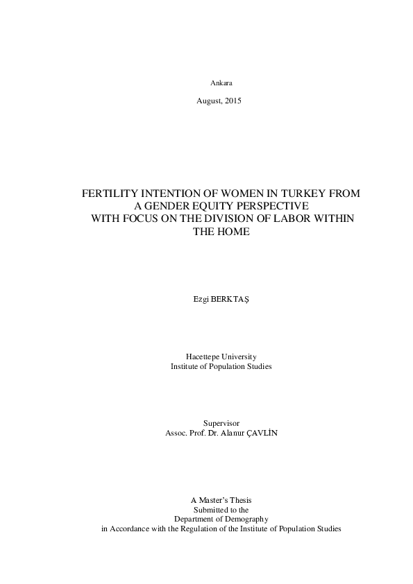 (PDF) Fertility Intention of Women in Turkey from a Gender Equity ...