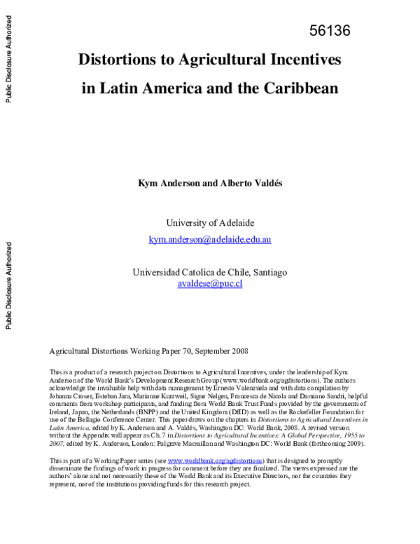 (PDF) Distortions to agricultural Incentives in latin america | Signe ...