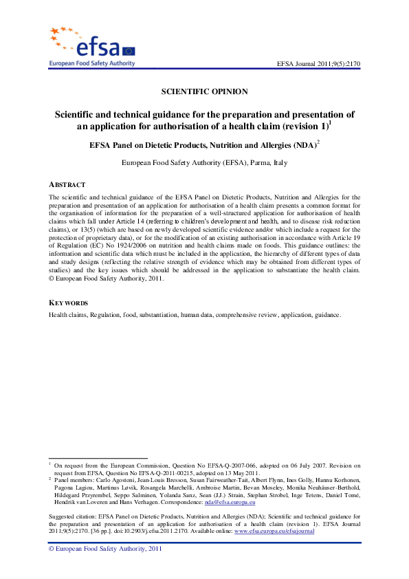 Pdf Scientific And Technical Guidance For The Preparation And Presentation Of An Application