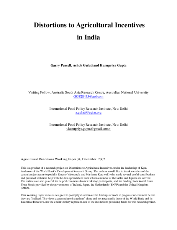 (PDF) Distortions to Agricultural Incentives in India | Signe Nelgen ...