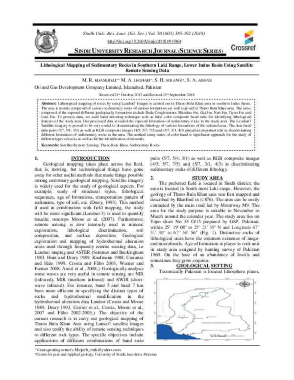 (PDF) Lithological Mapping of Sedimentary Rocks in Southern Laki Range ...