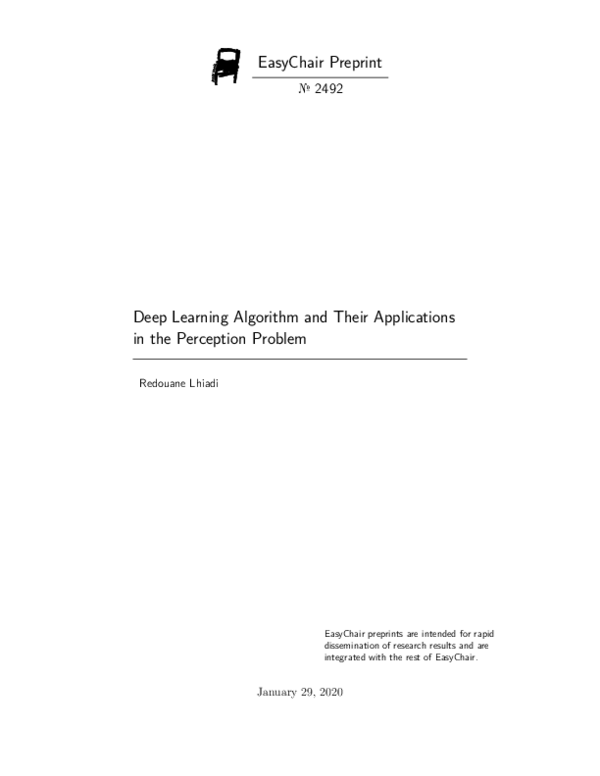 (PDF) Deep Learning Algorithms and Their Applications in the Perception ...
