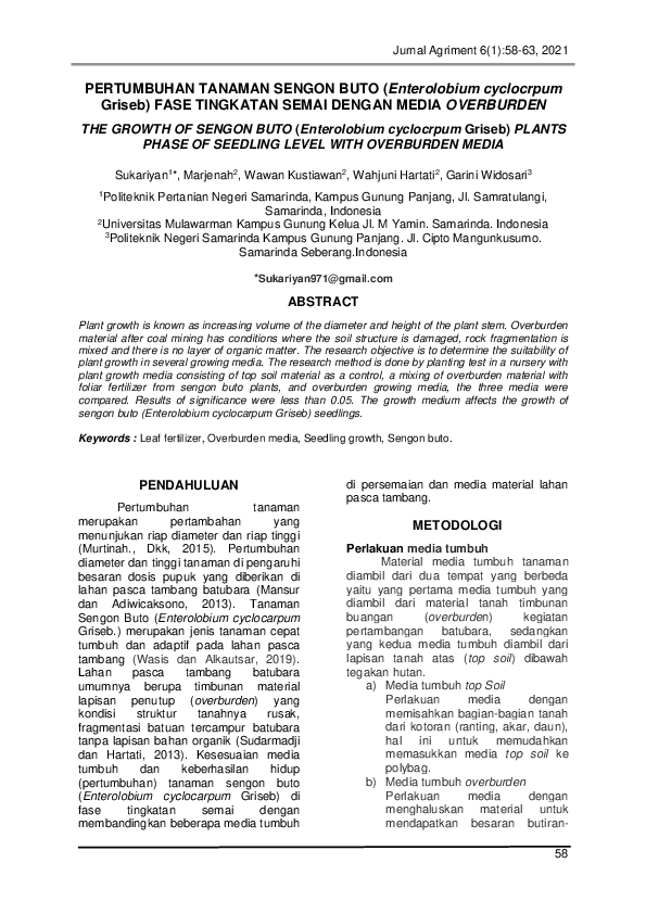 (PDF) PERTUMBUHAN TANAMAN SENGON BUTO (Enterolobium cyclocrpum Griseb ...
