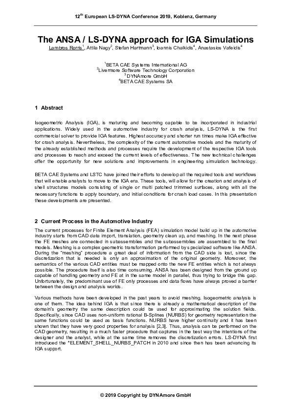 (PDF) The ANSA / LS-DYNA approach for IGA Simulations