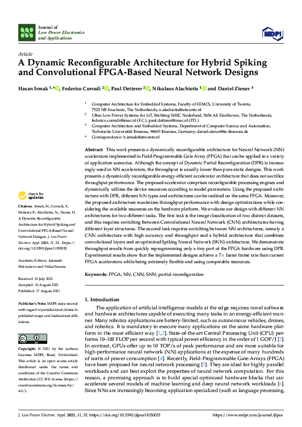 Pdf A Dynamic Reconfigurable Architecture For Hybrid Spiking And Convolutional Fpga Based