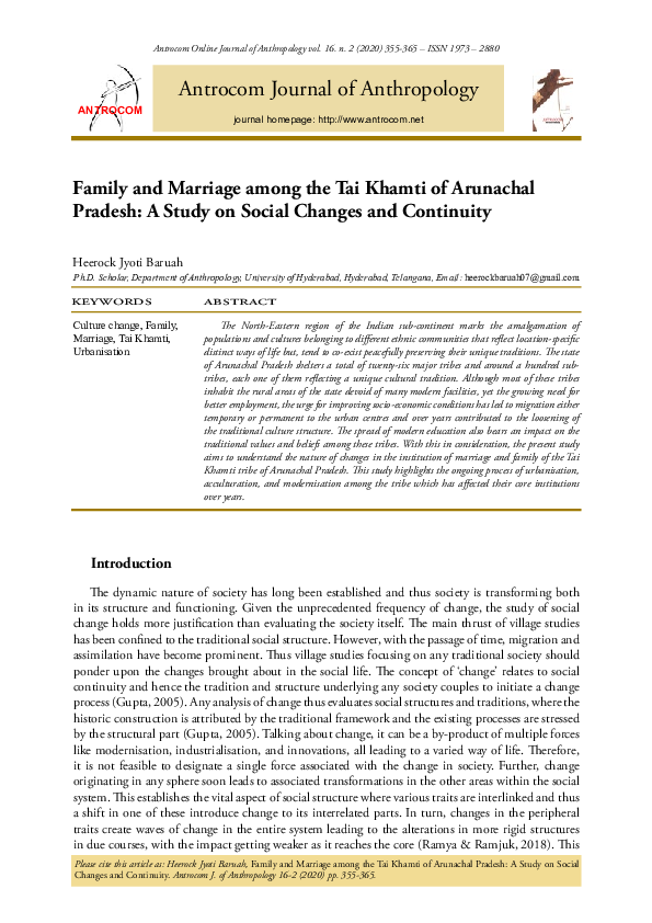 (PDF) Family and Marriage among the Tai Khamti of Arunachal Pradesh: A ...