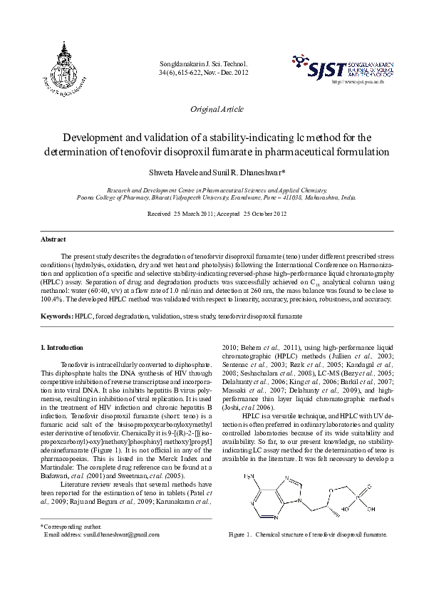 (PDF) Development and validation of a stability-indicating lc method for the determination of ...