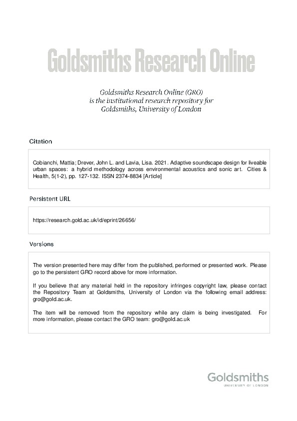 (PDF) Adaptive soundscape design for liveable urban spaces: a hybrid ...