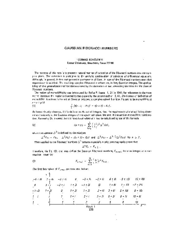 (PDF) Gaussian Fibonacci Numbers