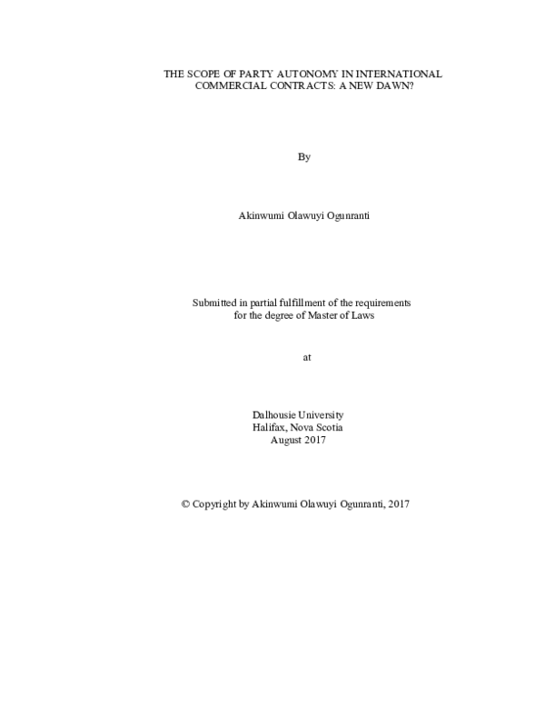 (PDF) The Scope of Party Autonomy in International Commercial Contracts ...