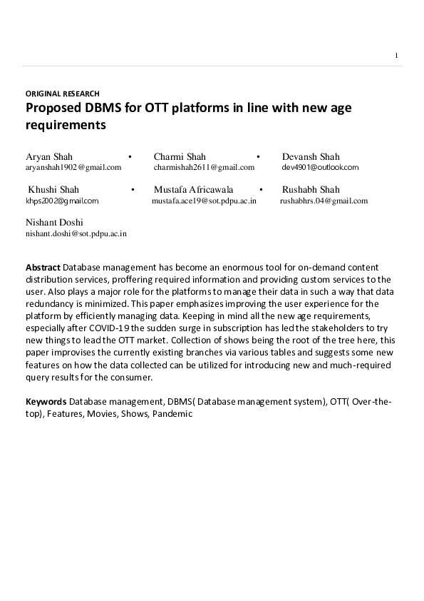 (PDF) Proposed DBMS for OTT Platforms in Line With New Age Requirements