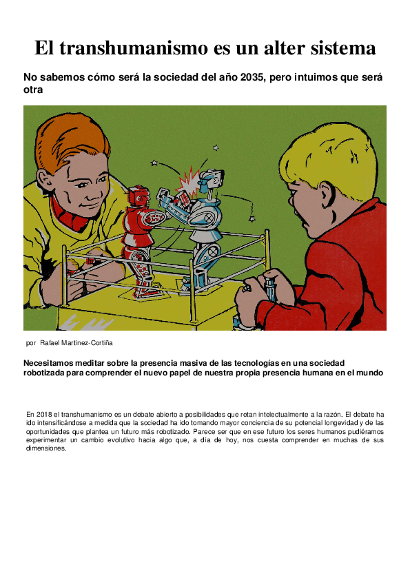 (PDF) El transhumanismo es un altersistema