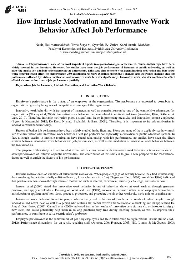 (PDF) How Intrinsic Motivation and Innovative Work Behavior Affect Job ...
