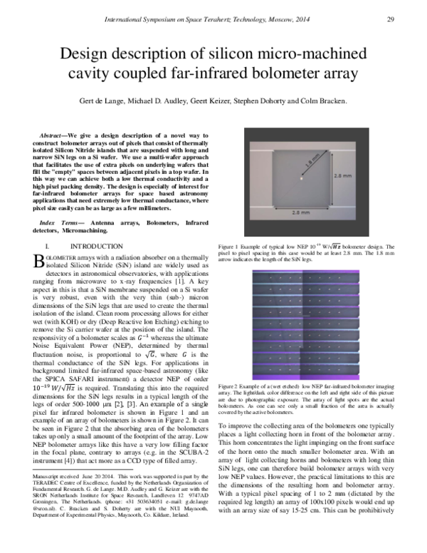 (PDF) Design description of silicon micro-machined cavity coupled far ...