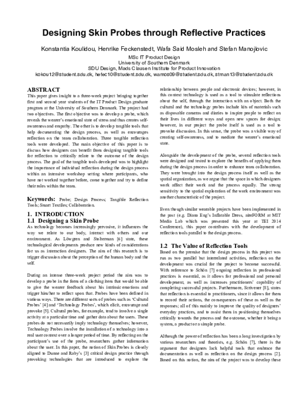 (PDF) Designing Skin Probes through Reflective Practices