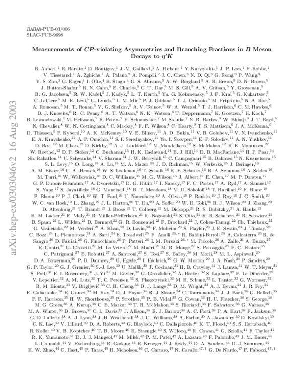 (PDF) CP Violation in B Meson Decays to η'K
